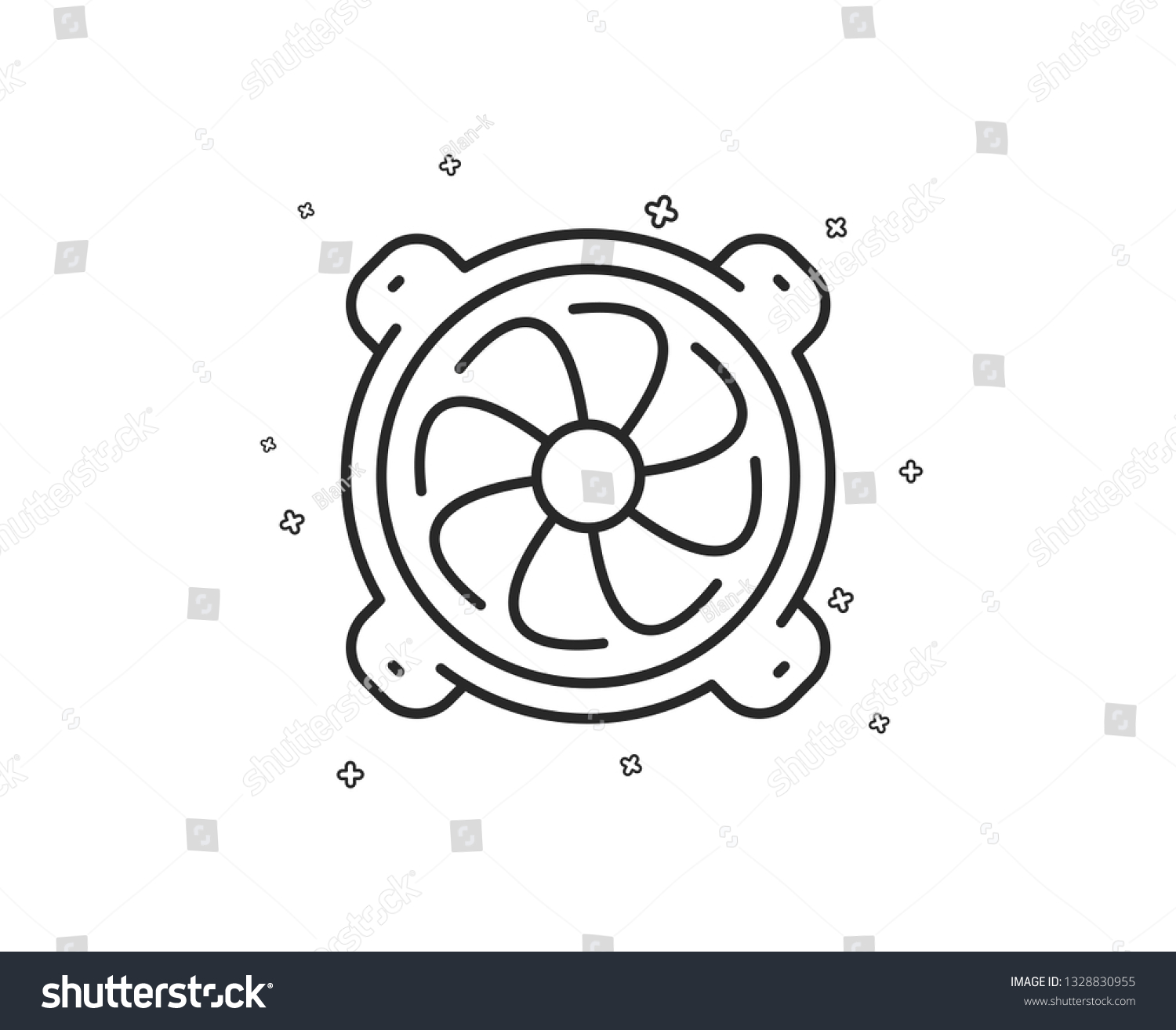 Computer Cooler Line Icon Pc Fan Stock Vector (Royalty Free) 1328830955 ...