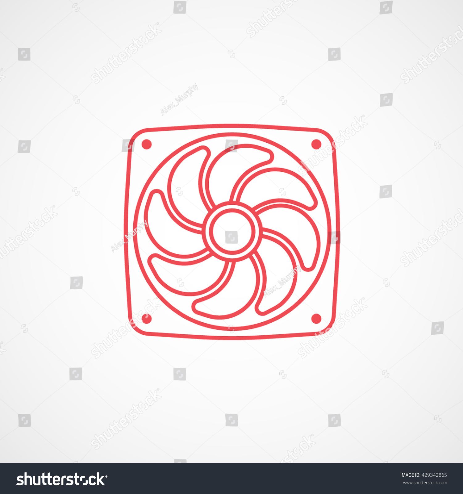 Computer Cooling Fan Red Icon On Stock Vector (Royalty Free) 429342865