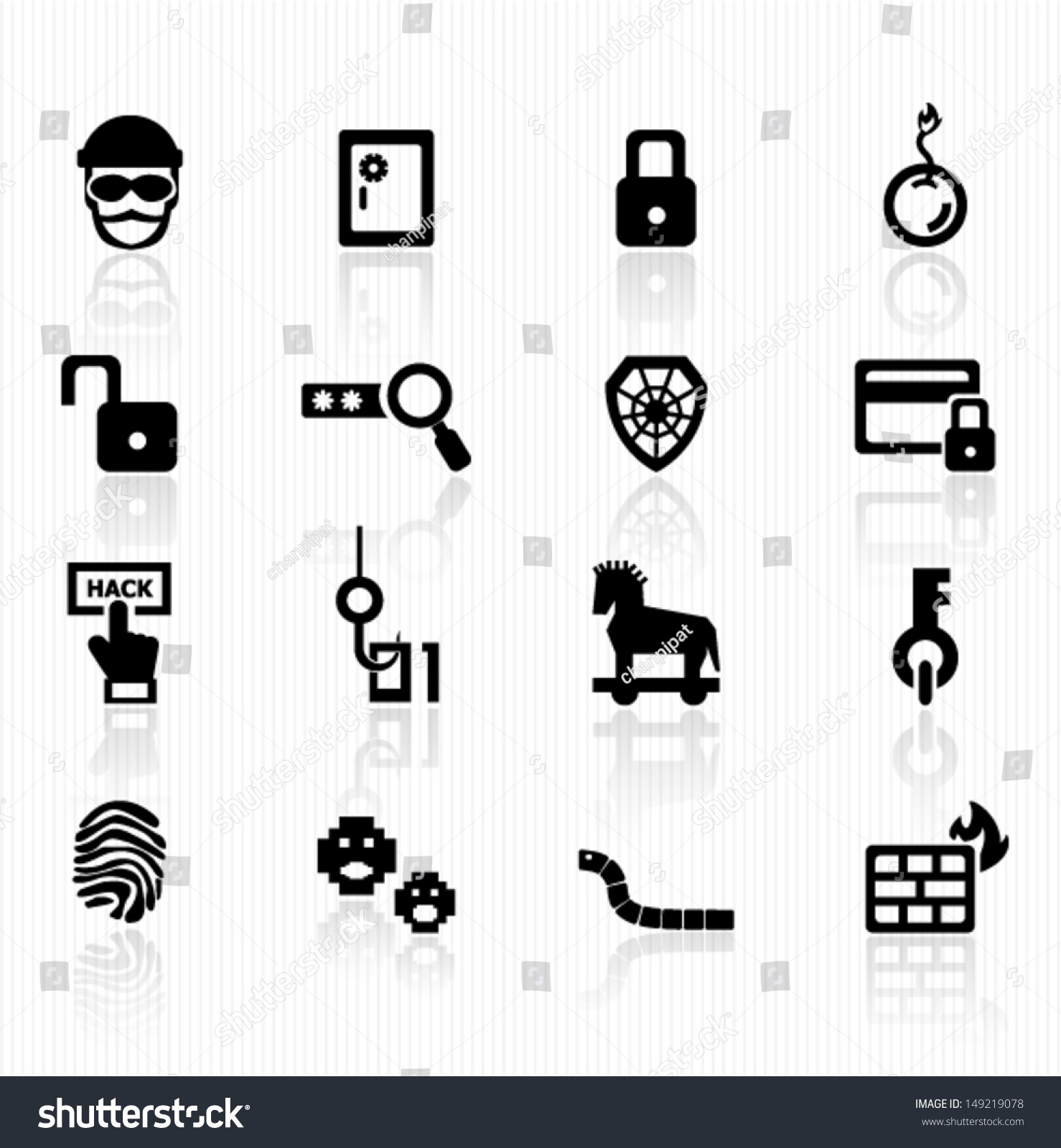 Computer Criminal Icons Stock Vector (Royalty Free) 149219078