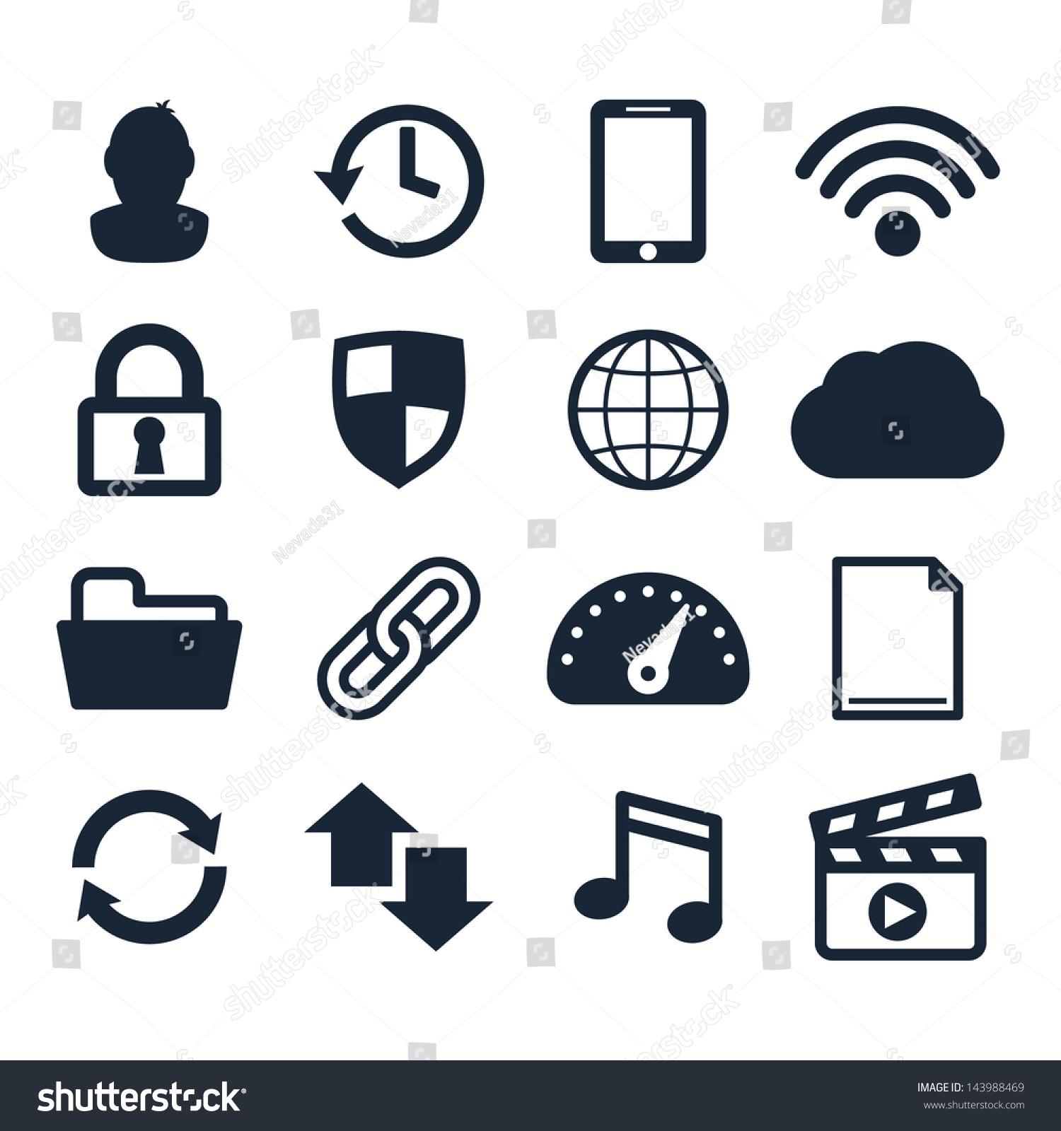 Computer Dashboard Icons Set Stock Vector (royalty Free) 143988469