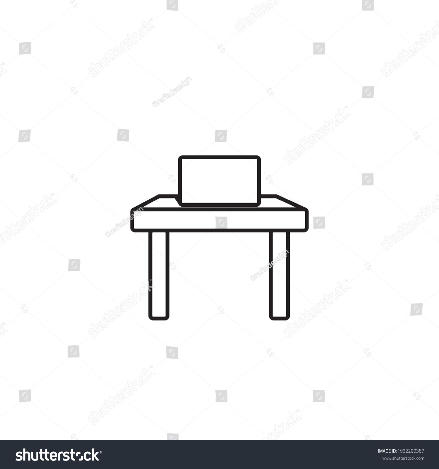 Computer Desk Icon Flat Graphic Design Stock Vector (Royalty Free ...