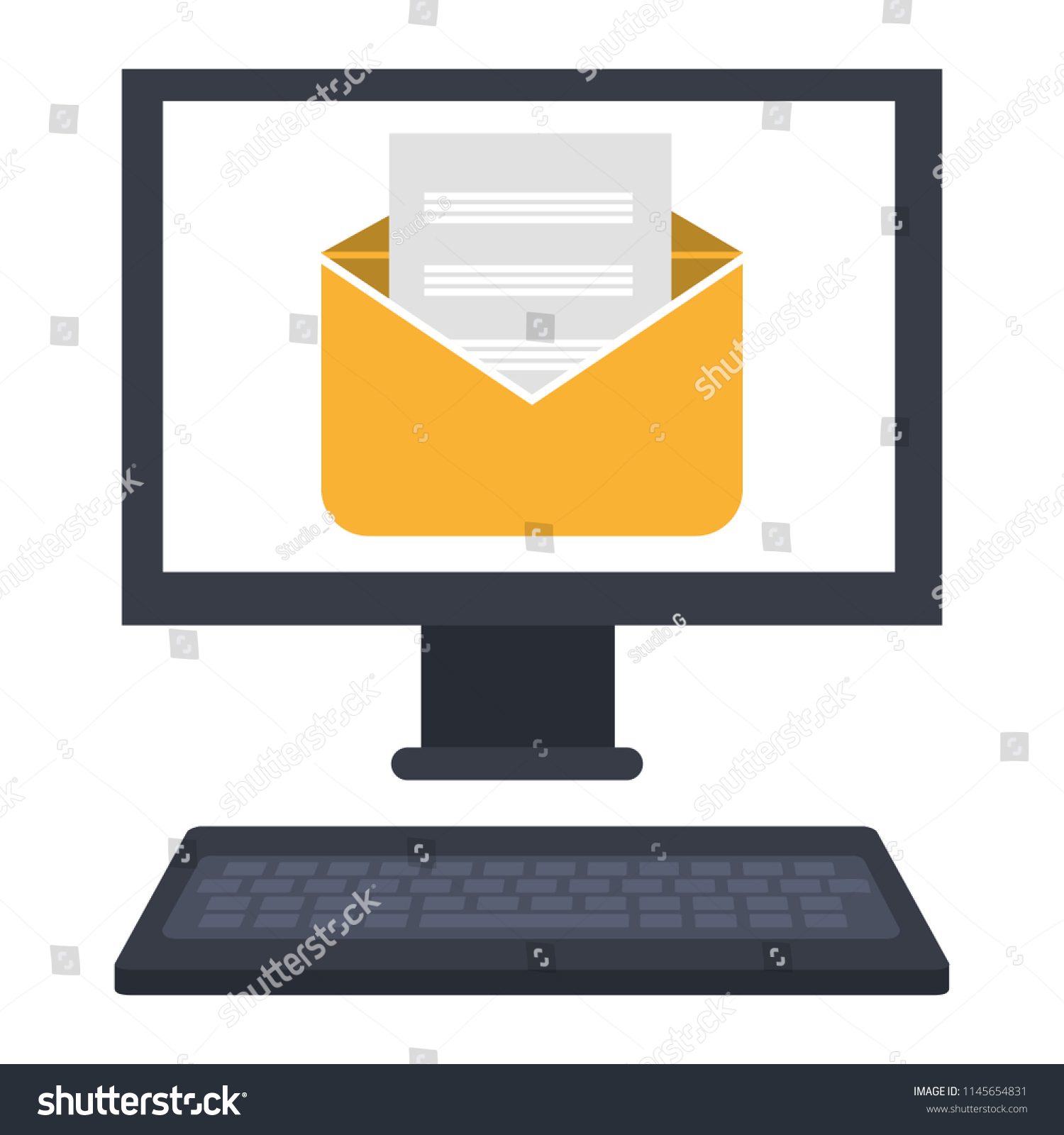 Computer Desktop Envelope Stock Vector (Royalty Free) 1145654831