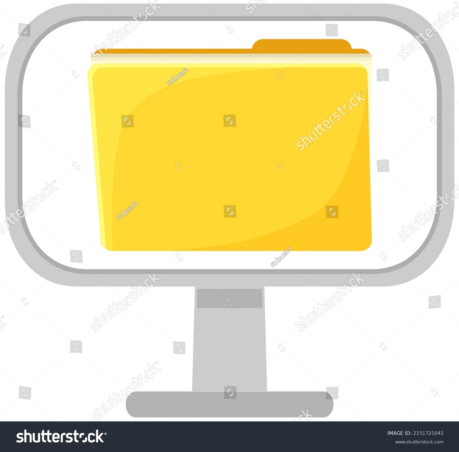 Computer Desktop Yellow Folders Digital Data Stock Vector (Royalty Free ...