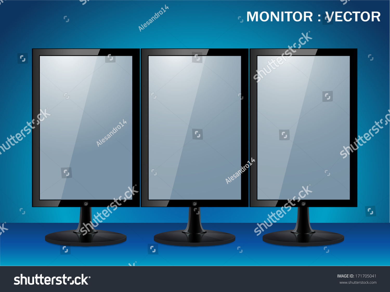 Computer Display Isolated On White Vector Stock Vector (Royalty Free ...
