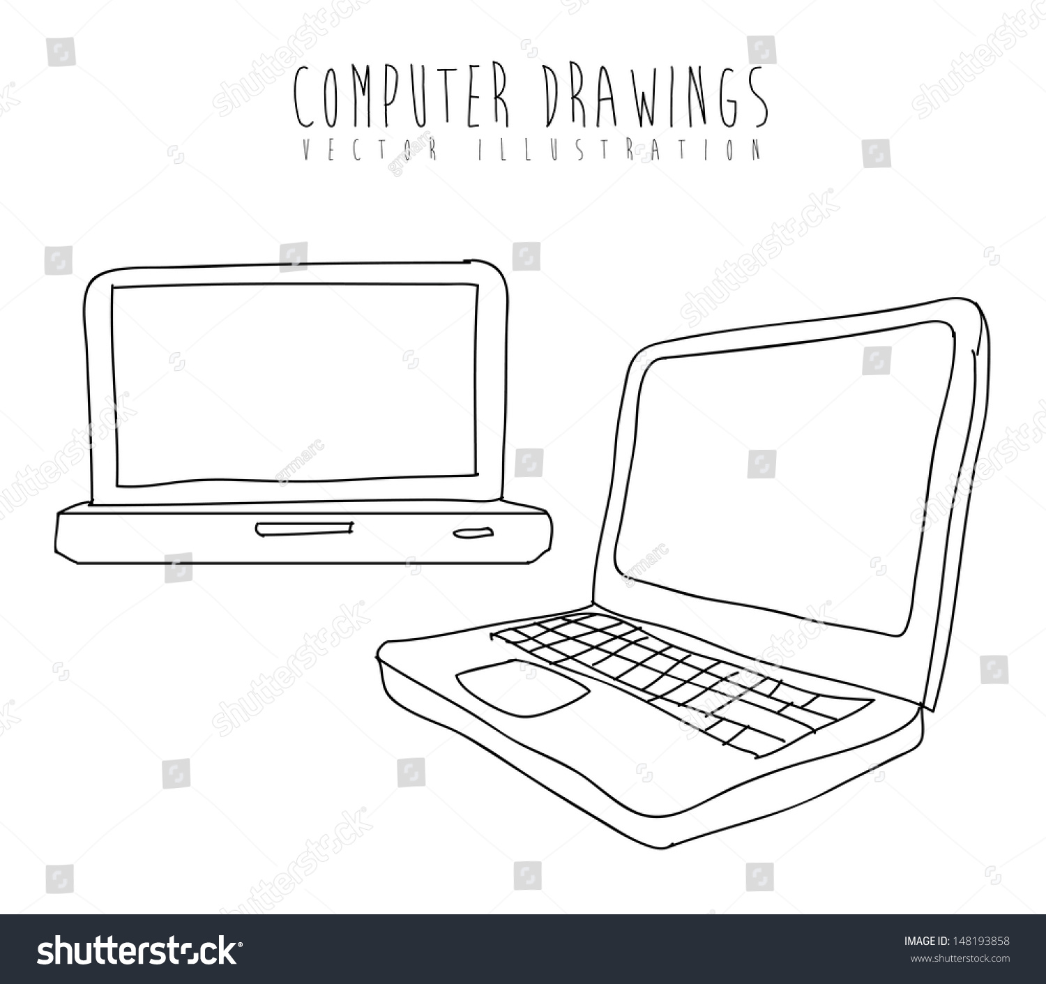 Computer Drawings Over White Background Vector Stock Vector (Royalty ...