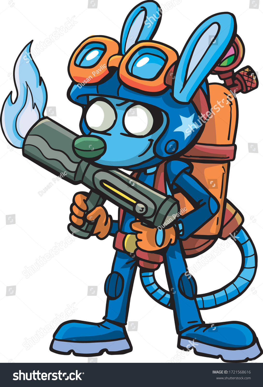 Computer Game Blue Hero Fighter Flame Stock Vector (Royalty Free ...