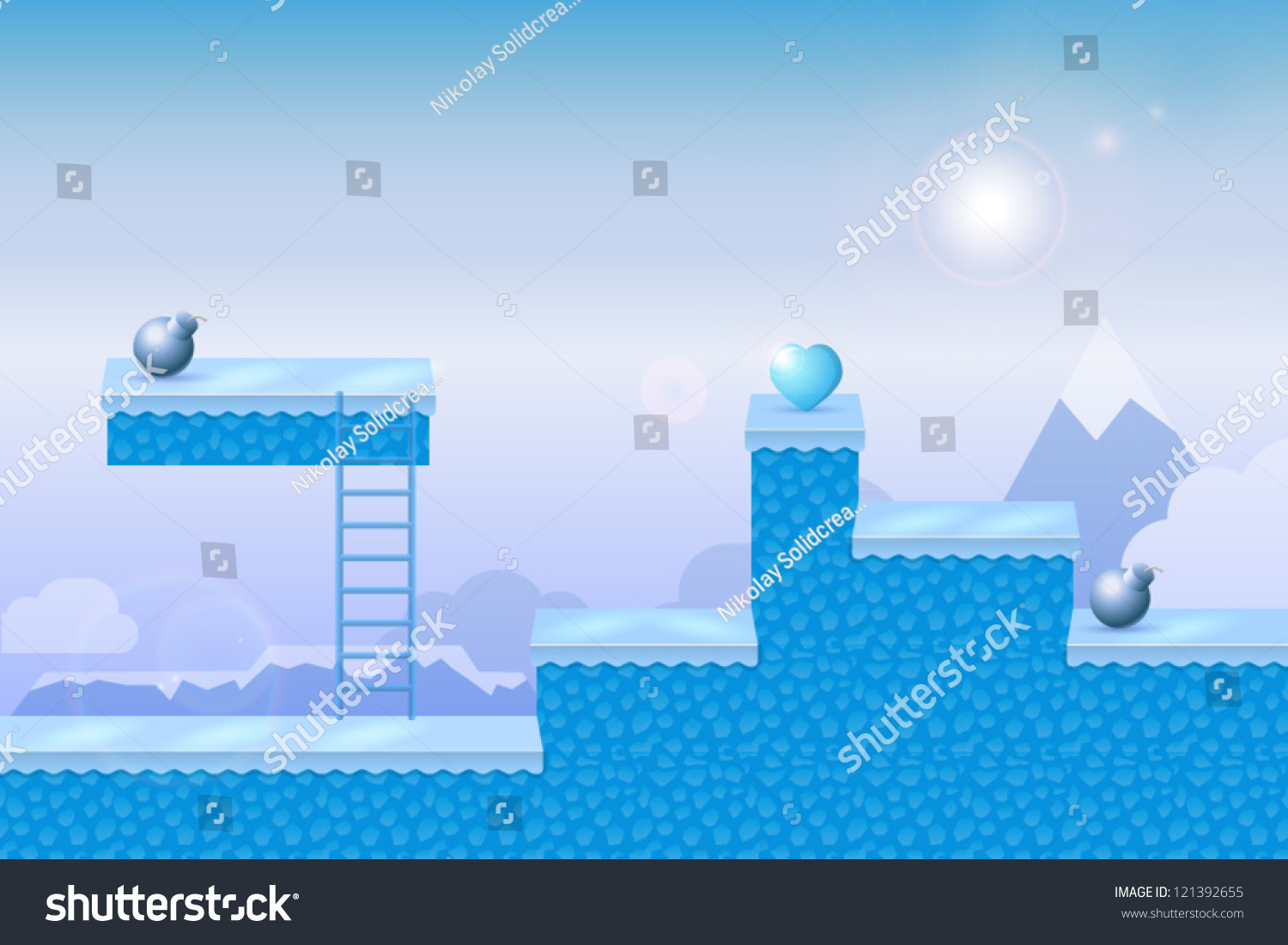 Computer Game Screen Ice World Arcade Stock Vector (Royalty Free) 121392655