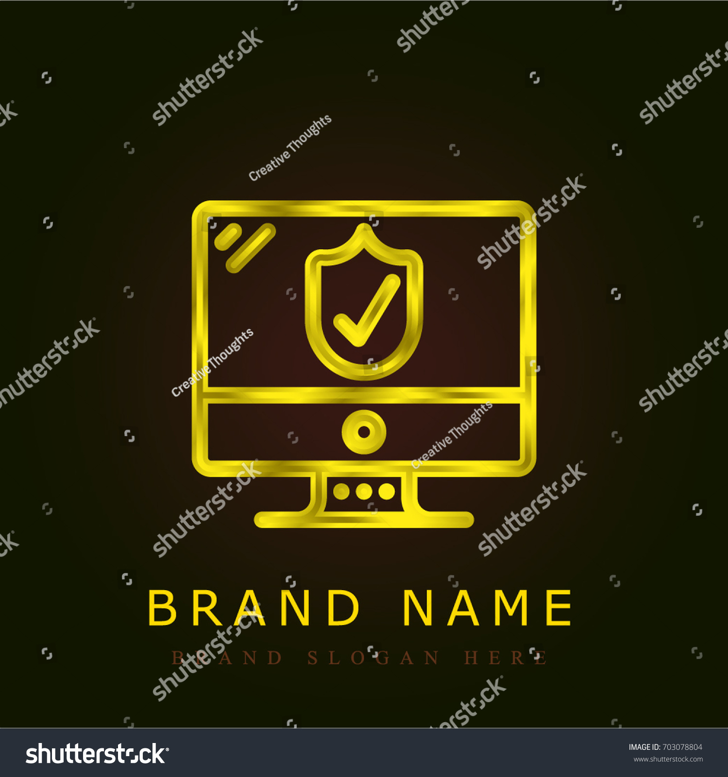 Computer Golden Metallic Logo Stock Vector (Royalty Free) 703078804 ...