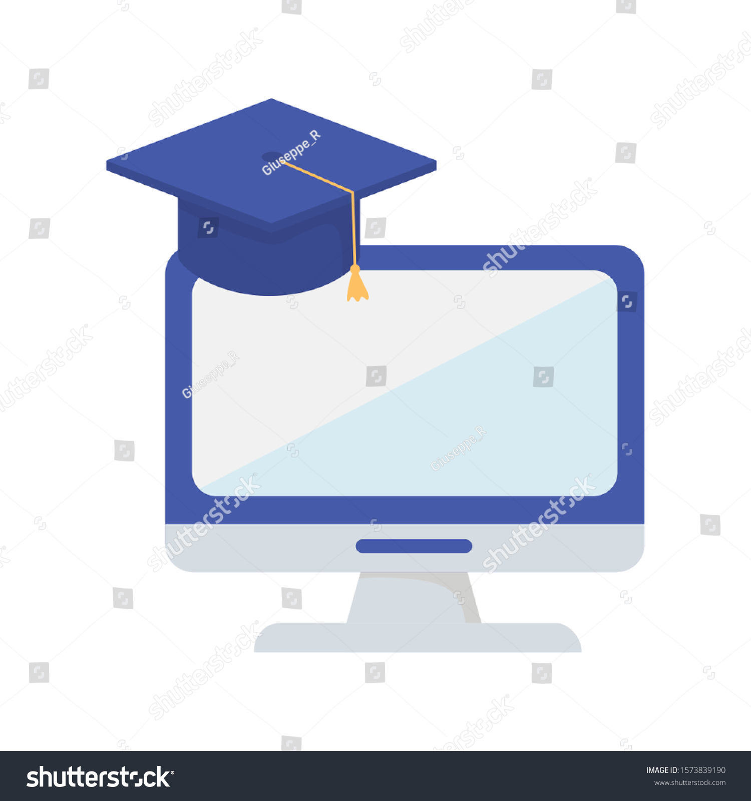 Computer Graduation Hat School Learning Online: vector de stock (libre ...