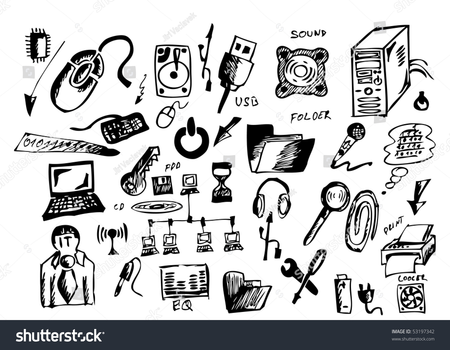 Computer Hand Draw Symbols Stock Vector (Royalty Free) 53197342