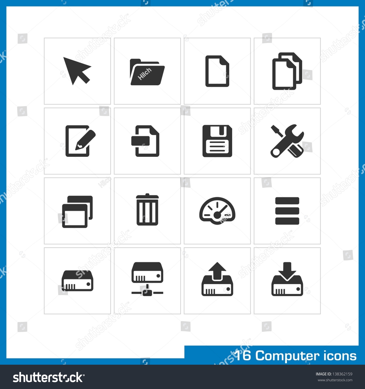 Computer Icon Set Vector Black Pictograms: vetor stock (livre de ...
