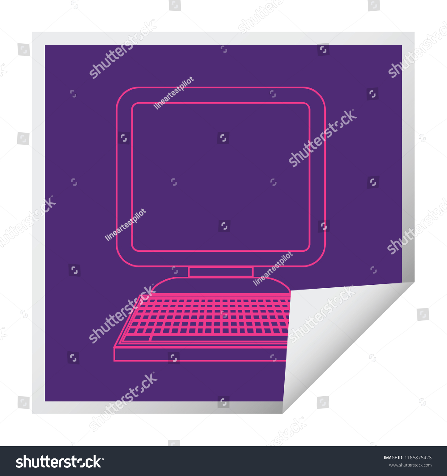 Computer Icon Square Peeling Sticker Vector Stock Vector (Royalty Free ...