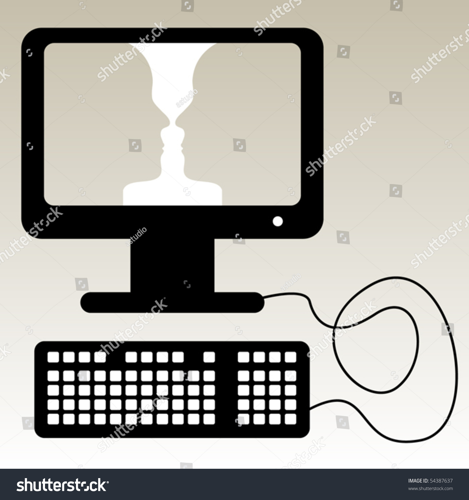 Computer Illustration Faces Screen Vector Stock Vector (Royalty Free ...