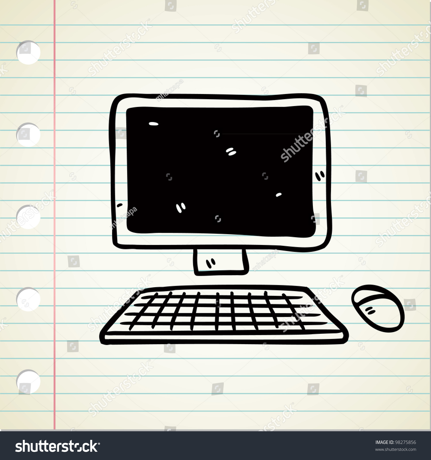 Computer Doodle Style Stock Vector 98275856 - Shutterstock