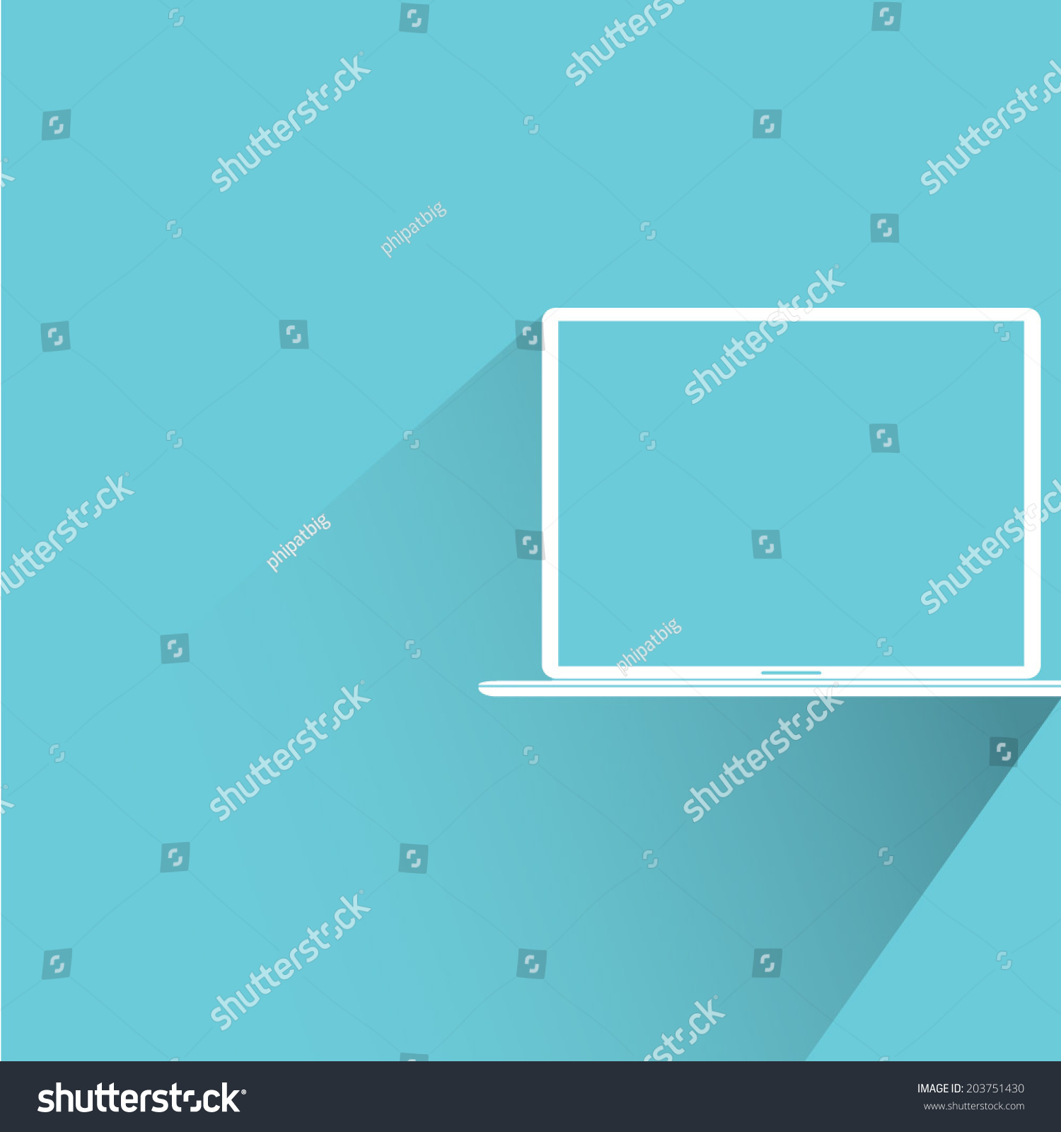 Computer Labtop Blue Background Flat Shadow Stock Vector (Royalty Free ...