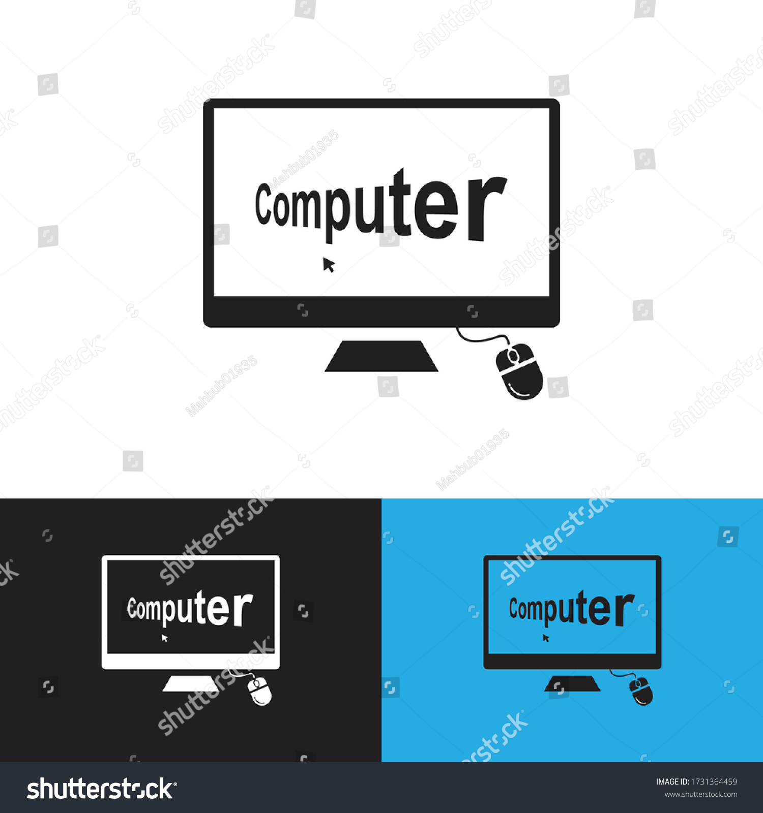 Computer Logo Design Template Mousecomputer Business Stock Vector ...