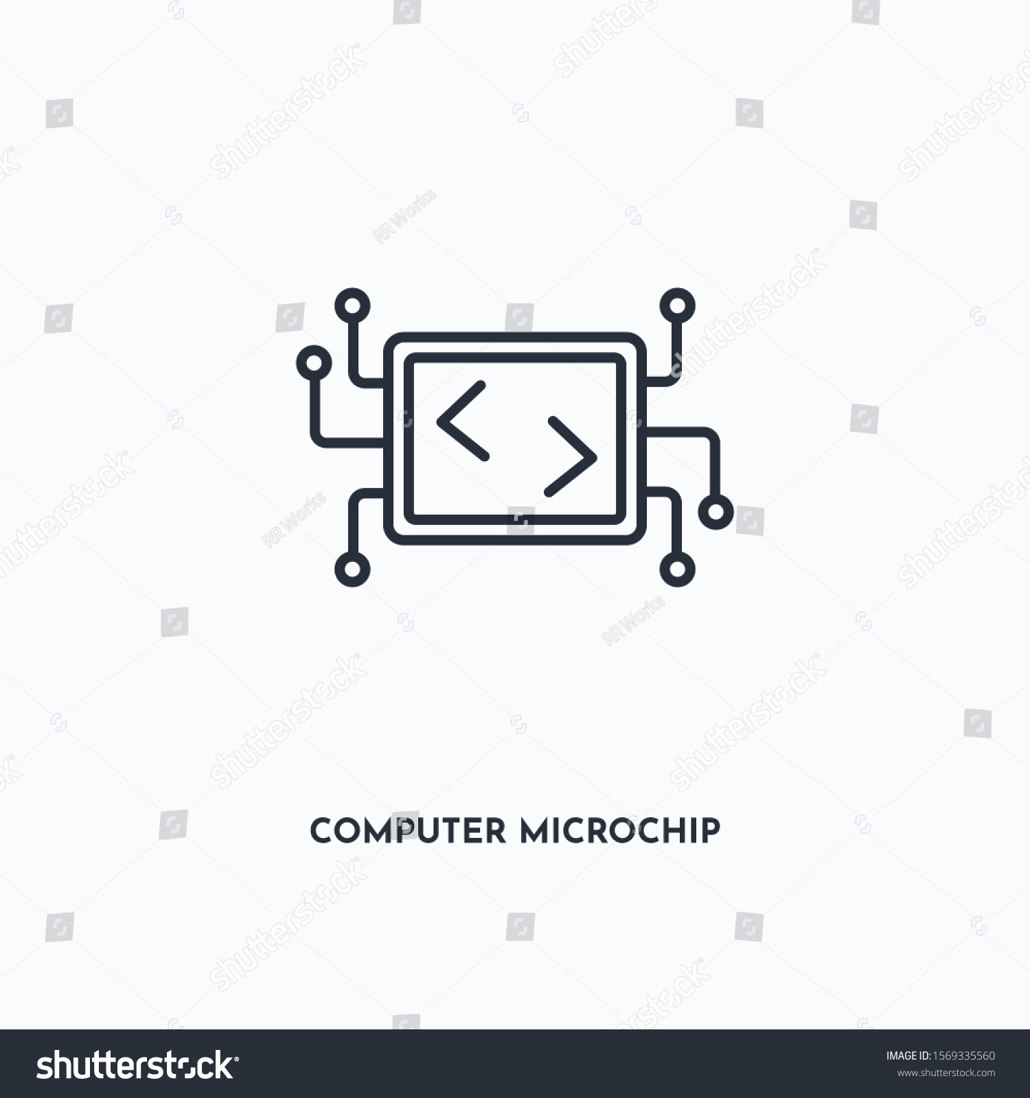 Computer Microchip Outline Icon Simple Linear Stock Vector (Royalty ...