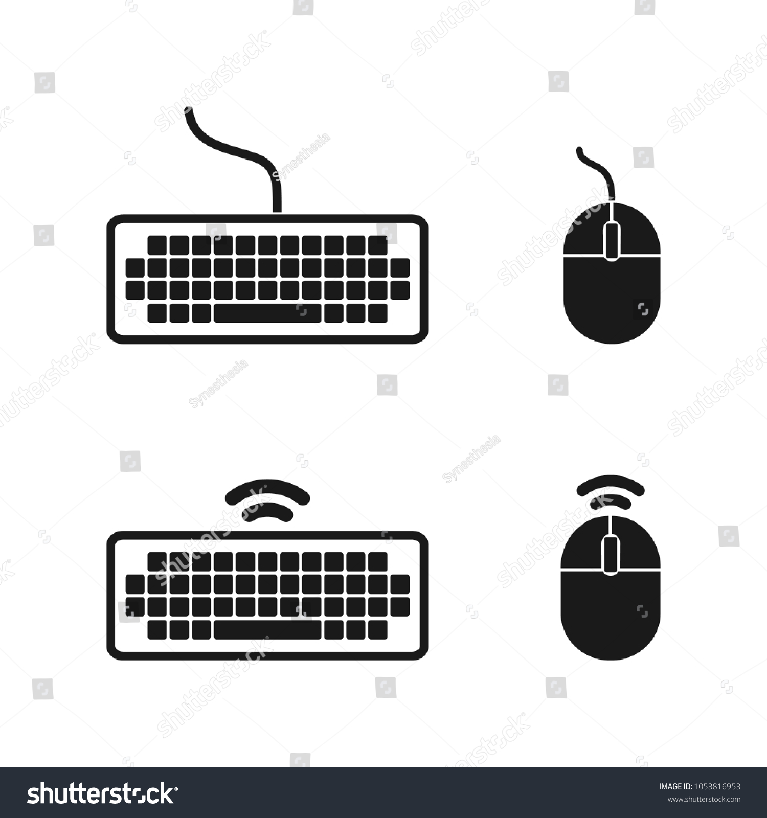 Computer Mouse Keyboard Icon Wireless Computer Stock Vector (Royalty ...