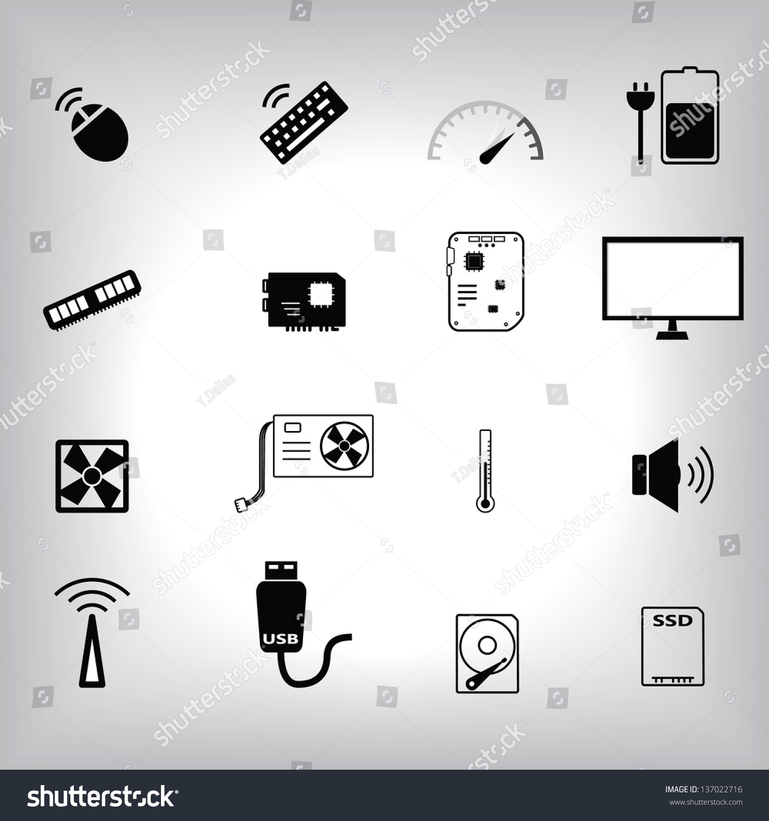 Computer Part Icon Set Stock Vector (Royalty Free) 137022716 | Shutterstock