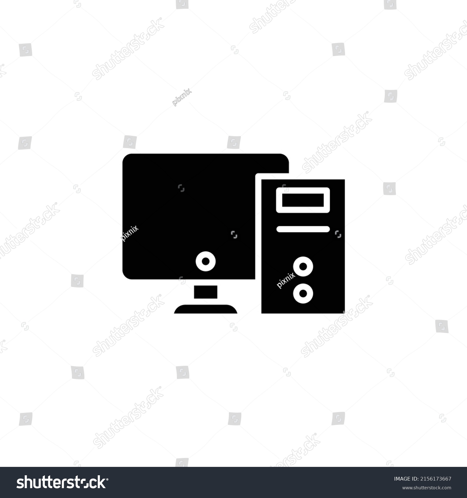 Computer Pc Desktop Stencil Vector Icon Stock Vector (Royalty Free ...
