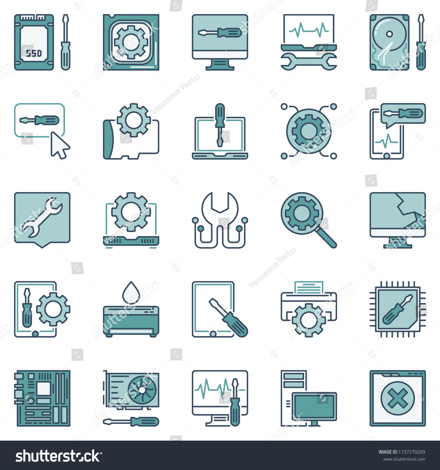 Computer Repair Maintenance Vector Creative Icons Stock Vector (Royalty ...