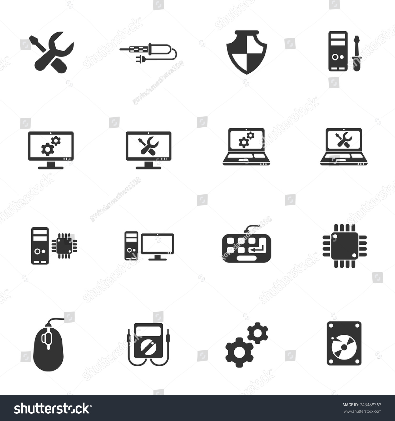 Computer Repair Vector Icons Your Creative Stock Vector (Royalty Free ...