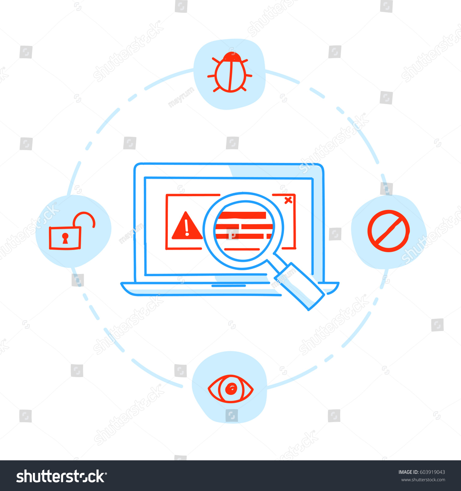 Computer Scanning Warning Message Vector Hand Stock Vector (Royalty ...