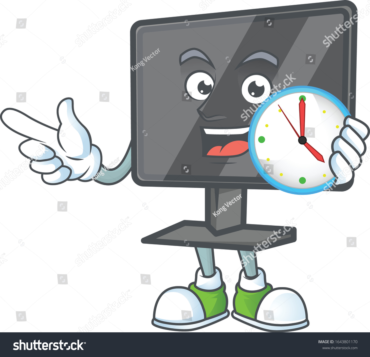 Computer Screen Cartoon Character Style Clock Stock Vector (Royalty ...