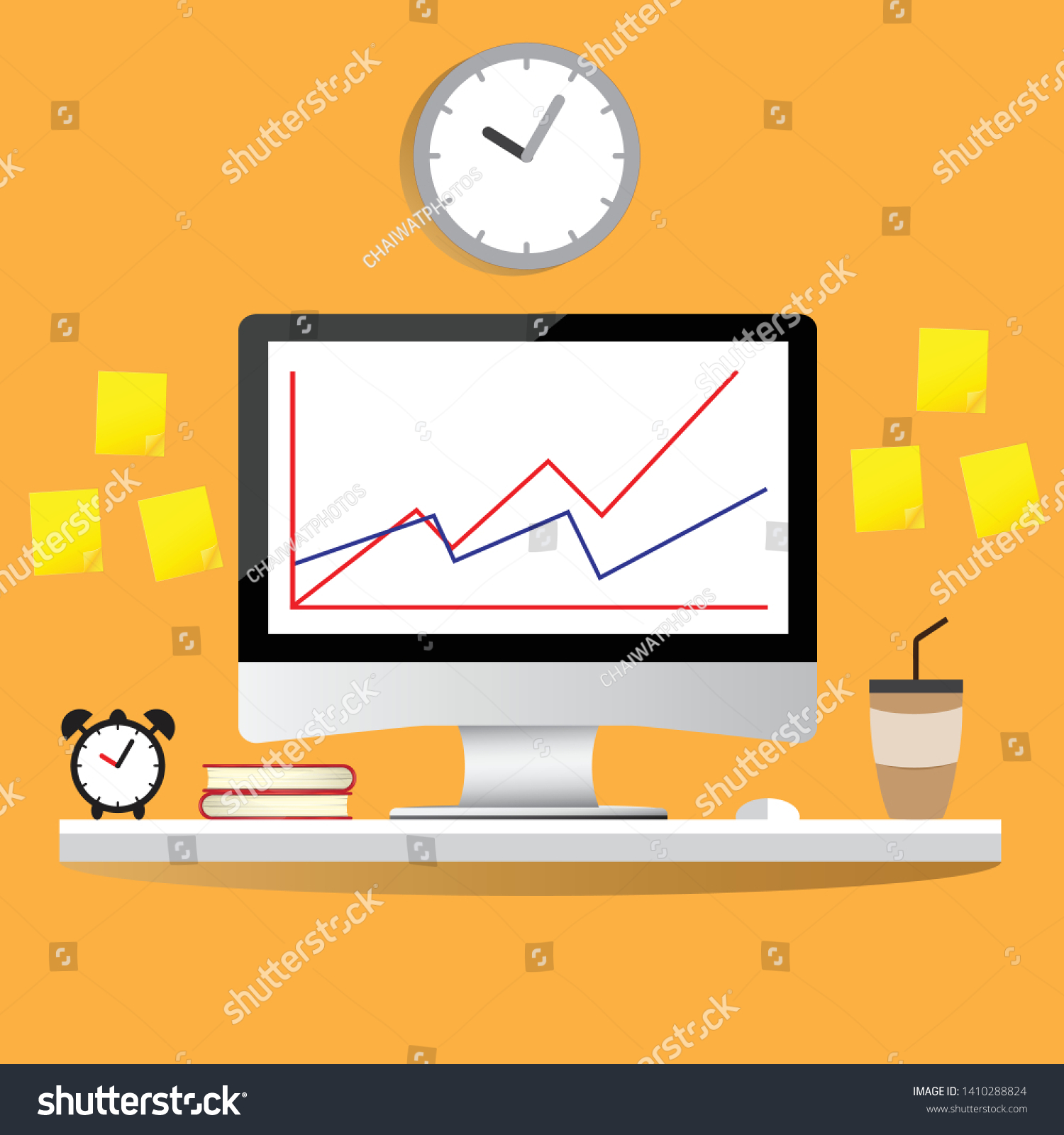 Computer Screen Diagram Info Chart Statistical Stock Vector (Royalty ...