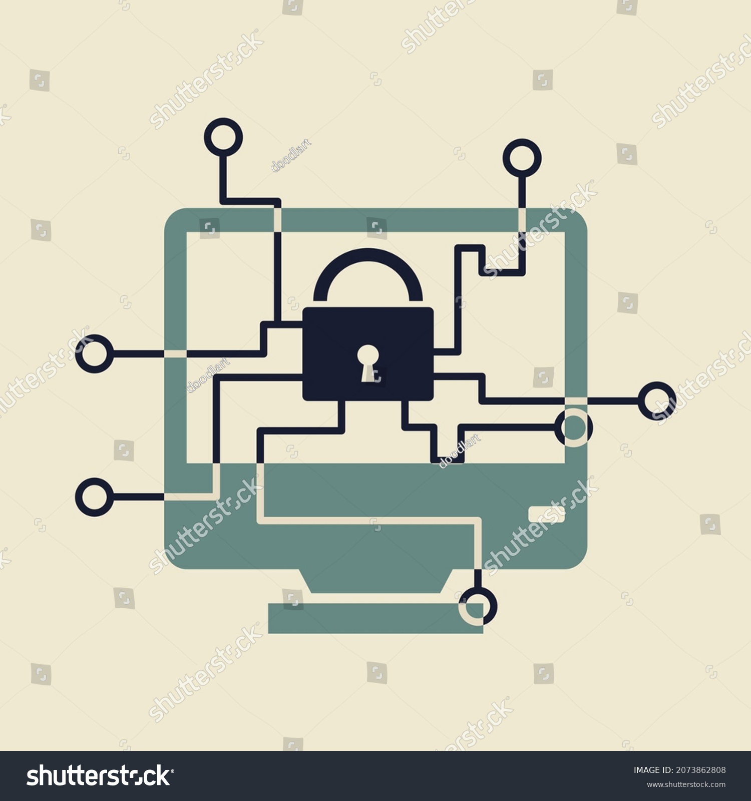 Computer Screen Lock Network Security Concept Stock Vector (Royalty ...