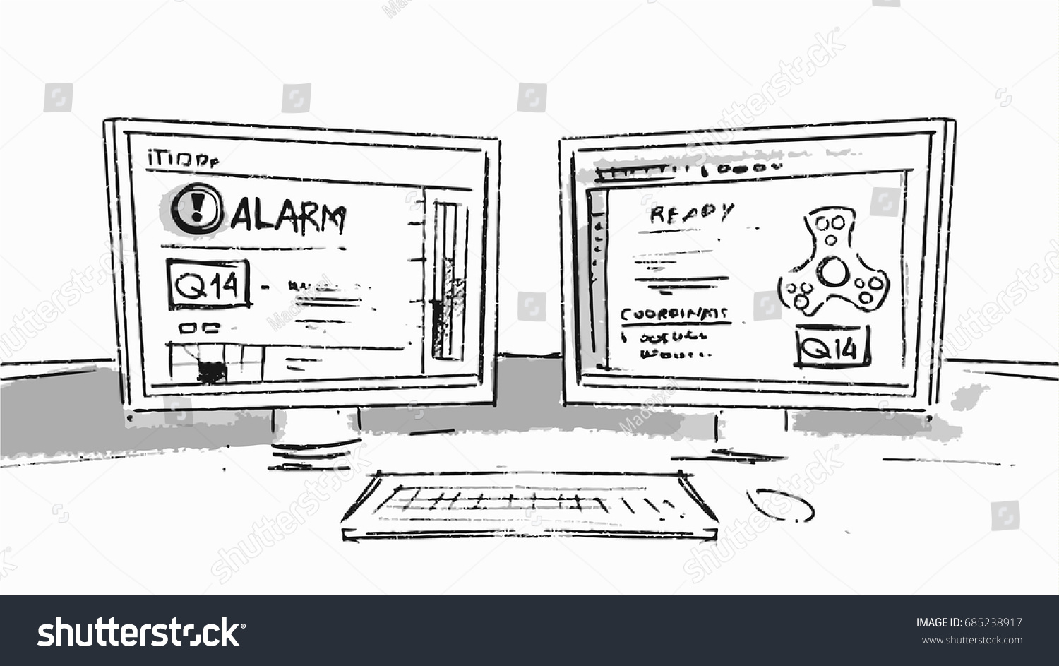 Computer Screens Hand Drawn Sketch Vector Stock Vector (Royalty Free ...