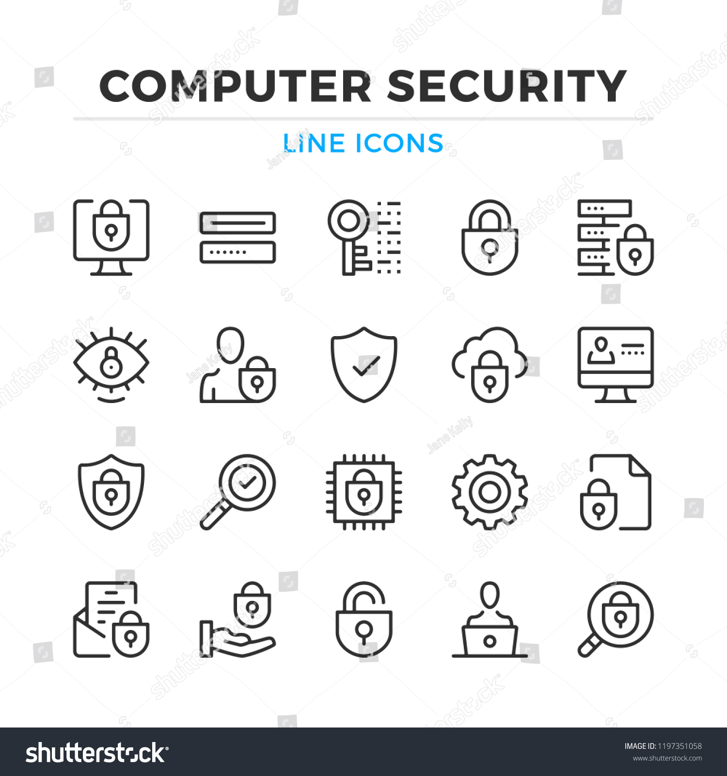 Computer Security Line Icons Set Modern Stock Vector (Royalty Free ... Computer Security Line Icons Set Modern Stock Vector (Royalty Free ...