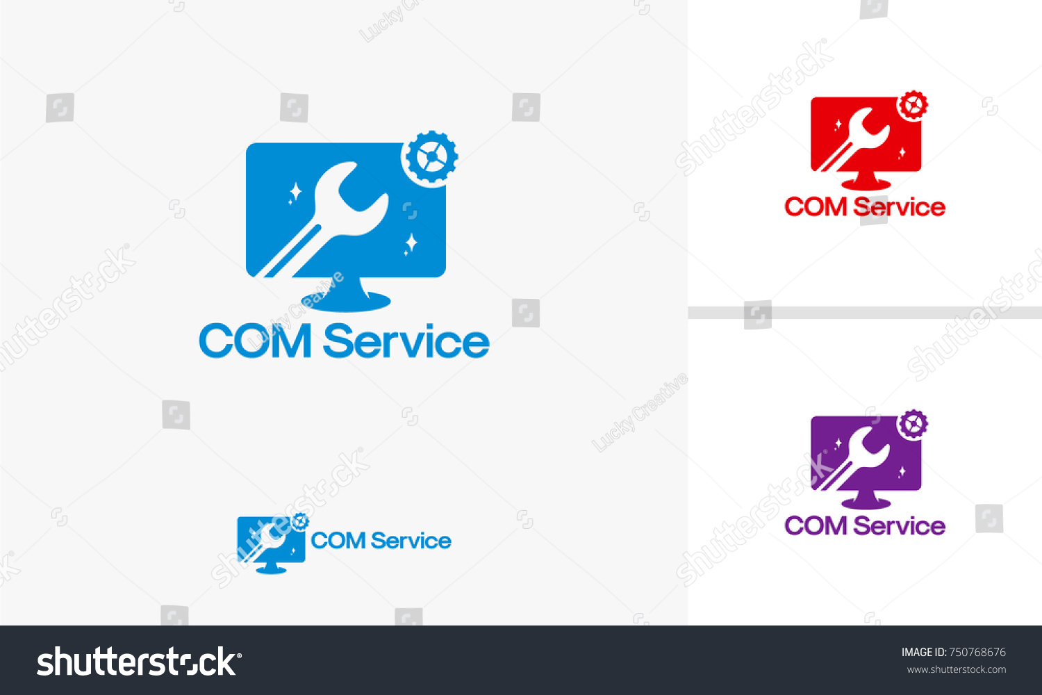 Computer Service Logo Template Computer Configuration Stock Vector ...