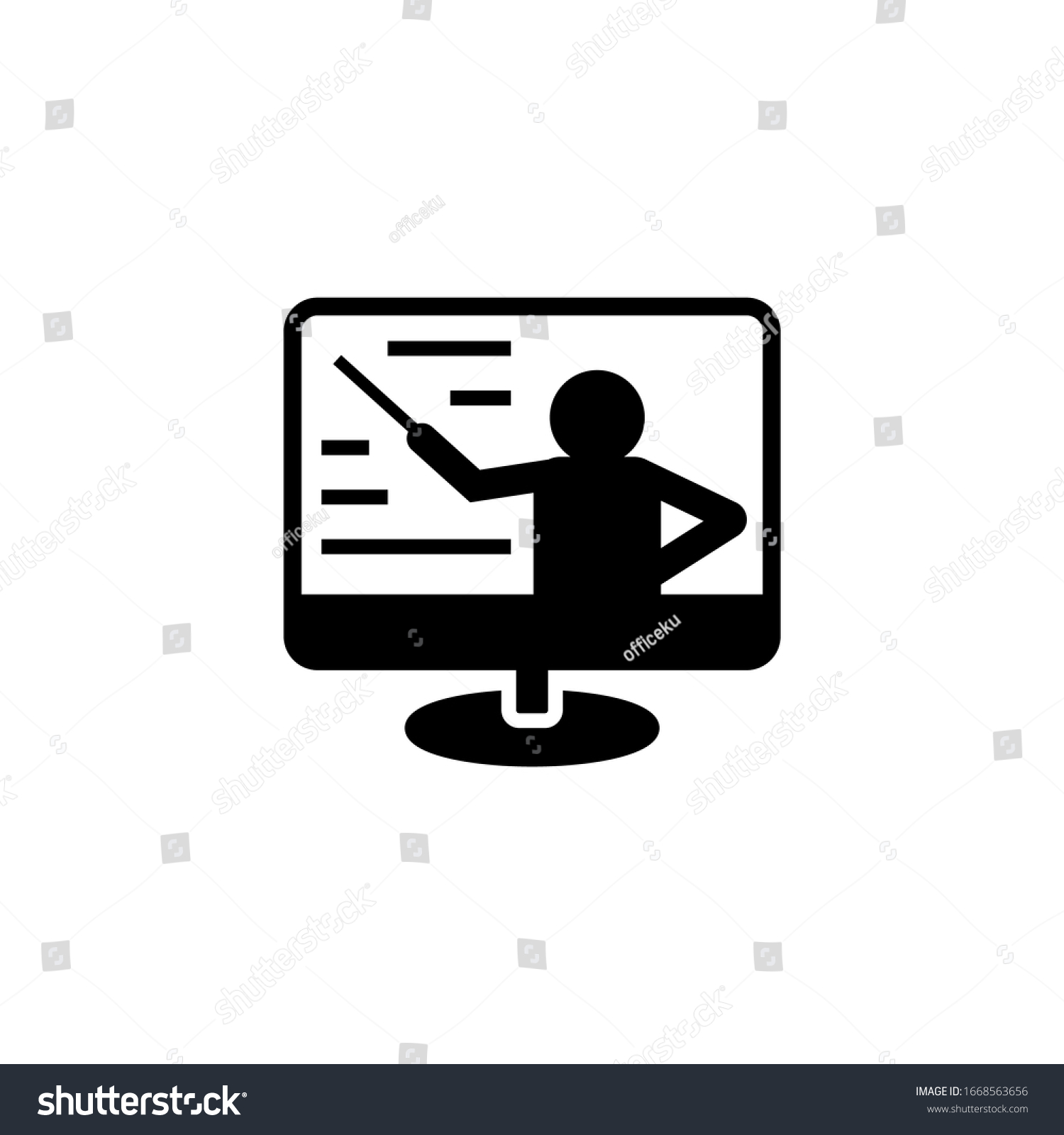 Computer Training Vector Icon Black Solid: เวกเตอร์สต็อก (ปลอดค่า ...