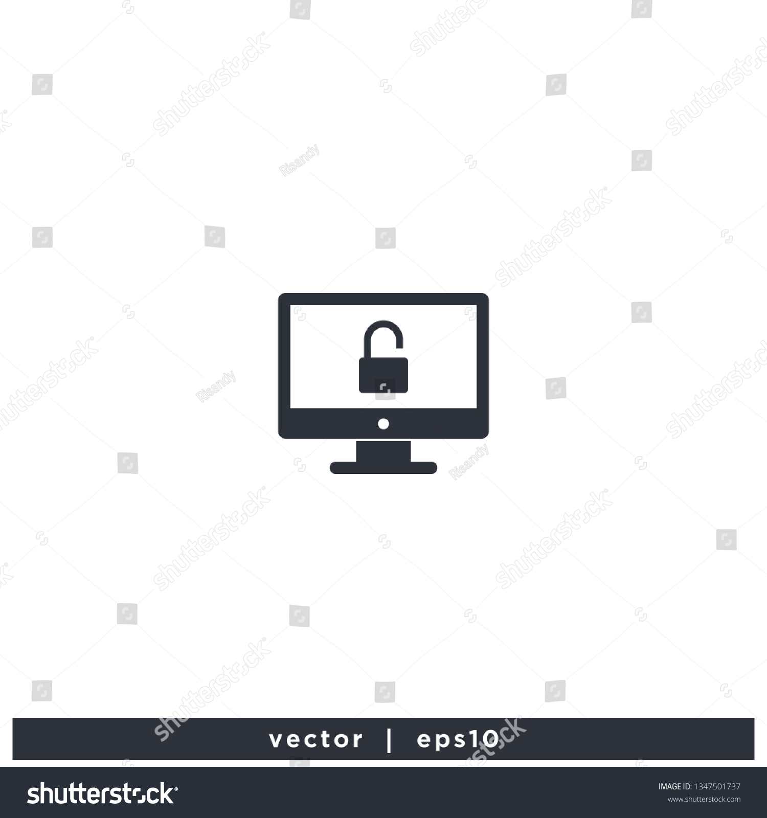 Computer Unlock Icon Symbol Stock Vector (Royalty Free) 1347501737 ...