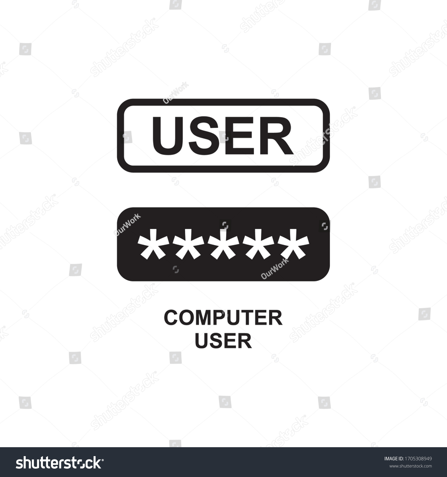 Computer User Icon Employee Office Icon Stock Vector (Royalty Free ...