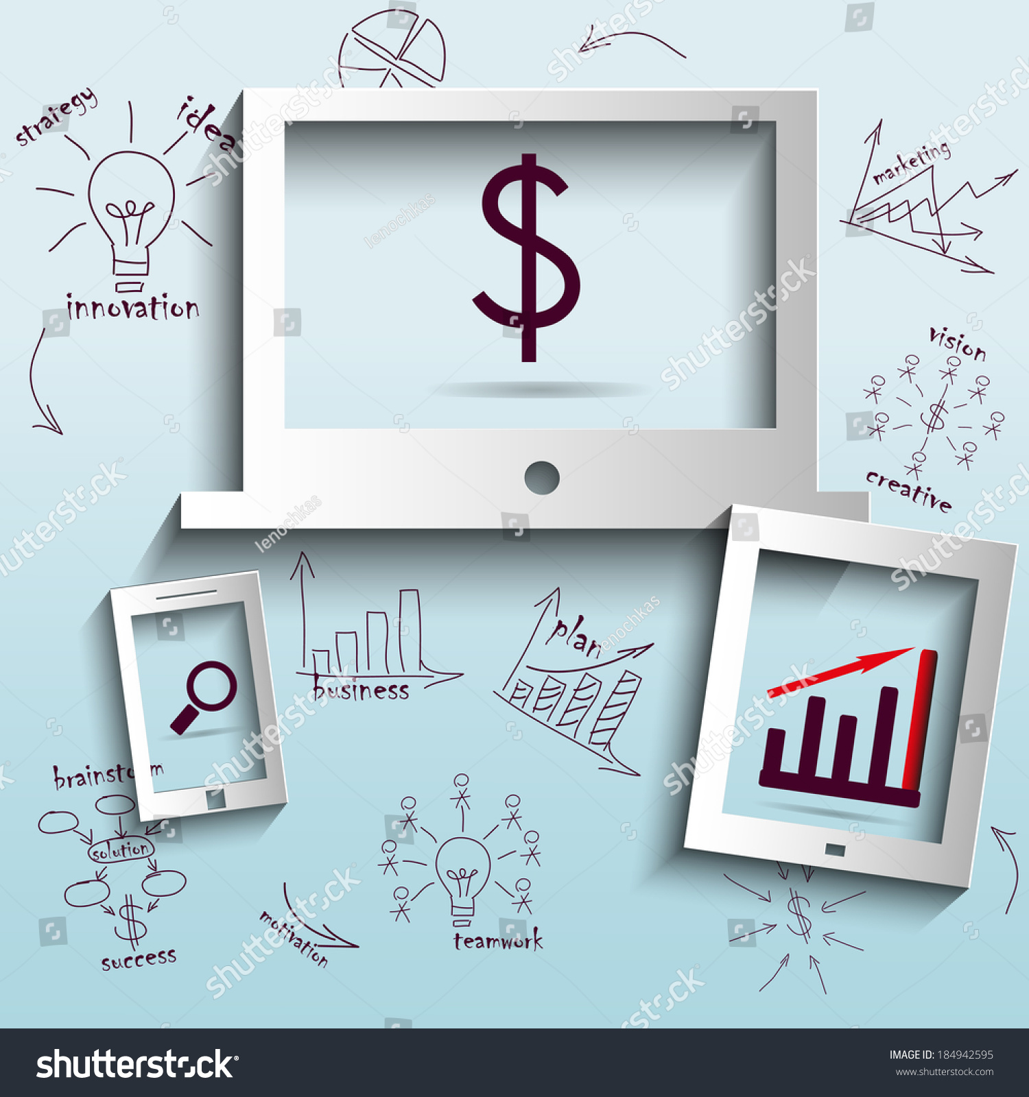 Computer Drawing Business Plan Concept Ideas Stock Vector (Royalty Free ...
