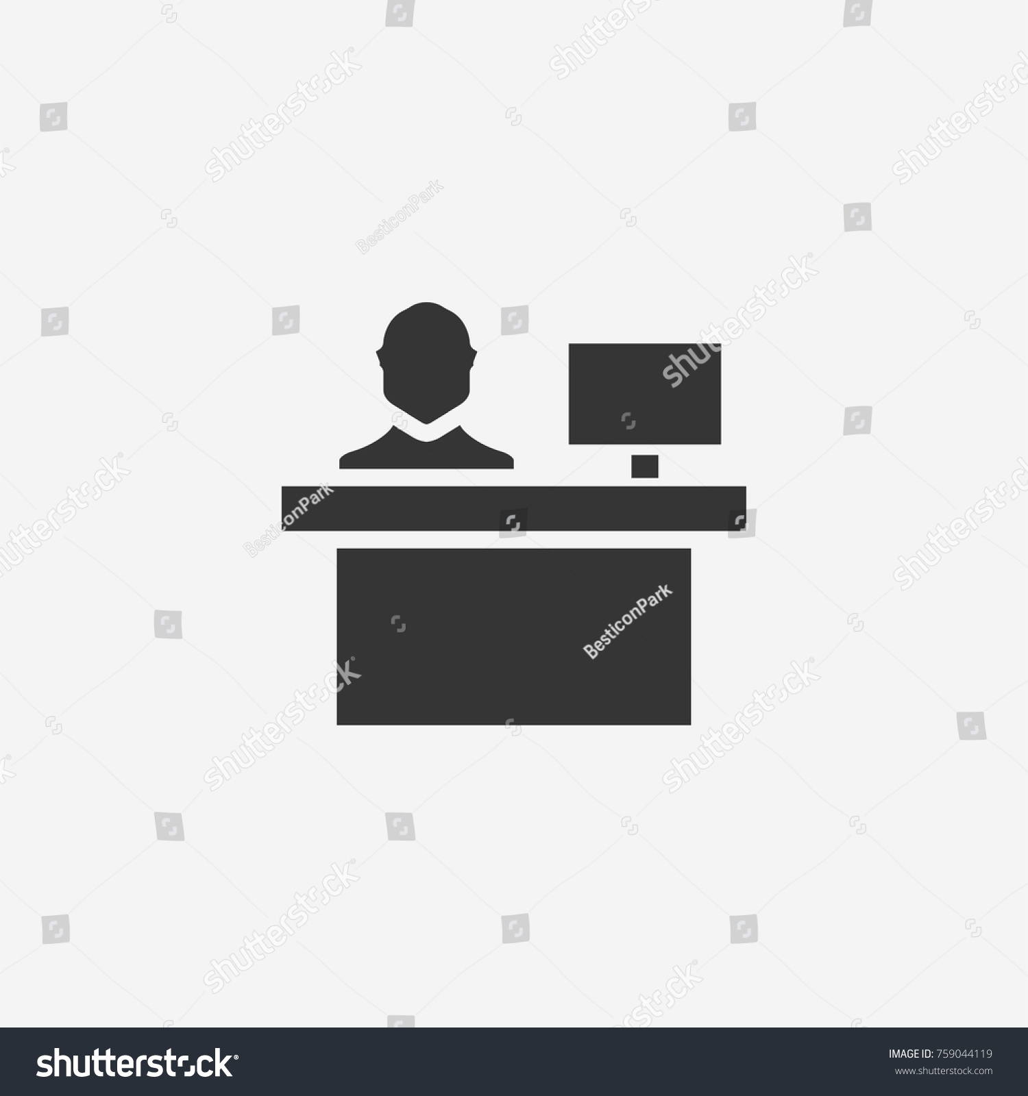 Computer Worker Icon Illustration Isolated Vector Stock Vector (Royalty ...
