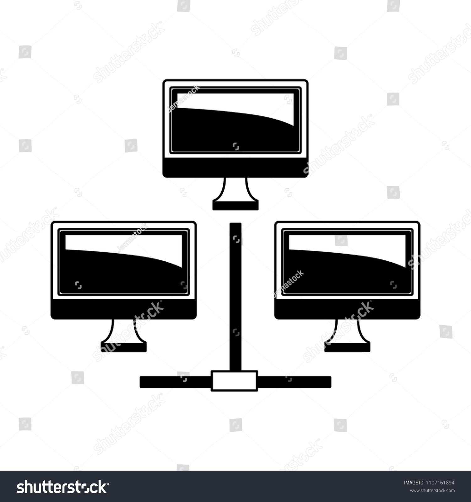 Computers Network System Black White Stock Vector (Royalty Free ...