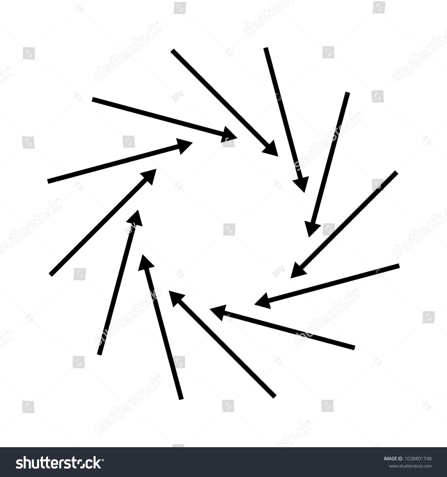 Concentric Radial Radiating Arrows Circular Arrow: vector de stock ...
