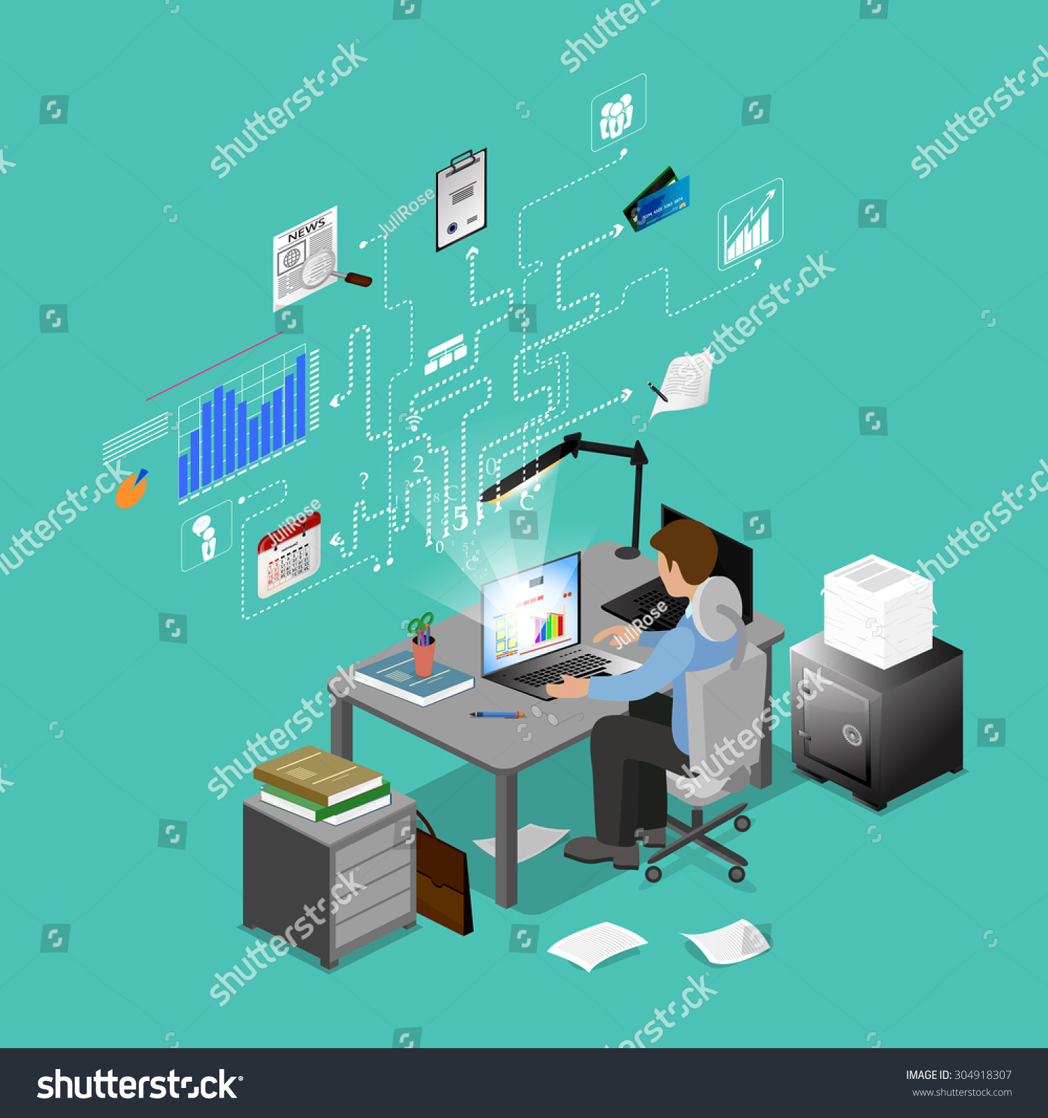 Concept Freelancer Work Isometric Infographic Stock Vector (Royalty ...