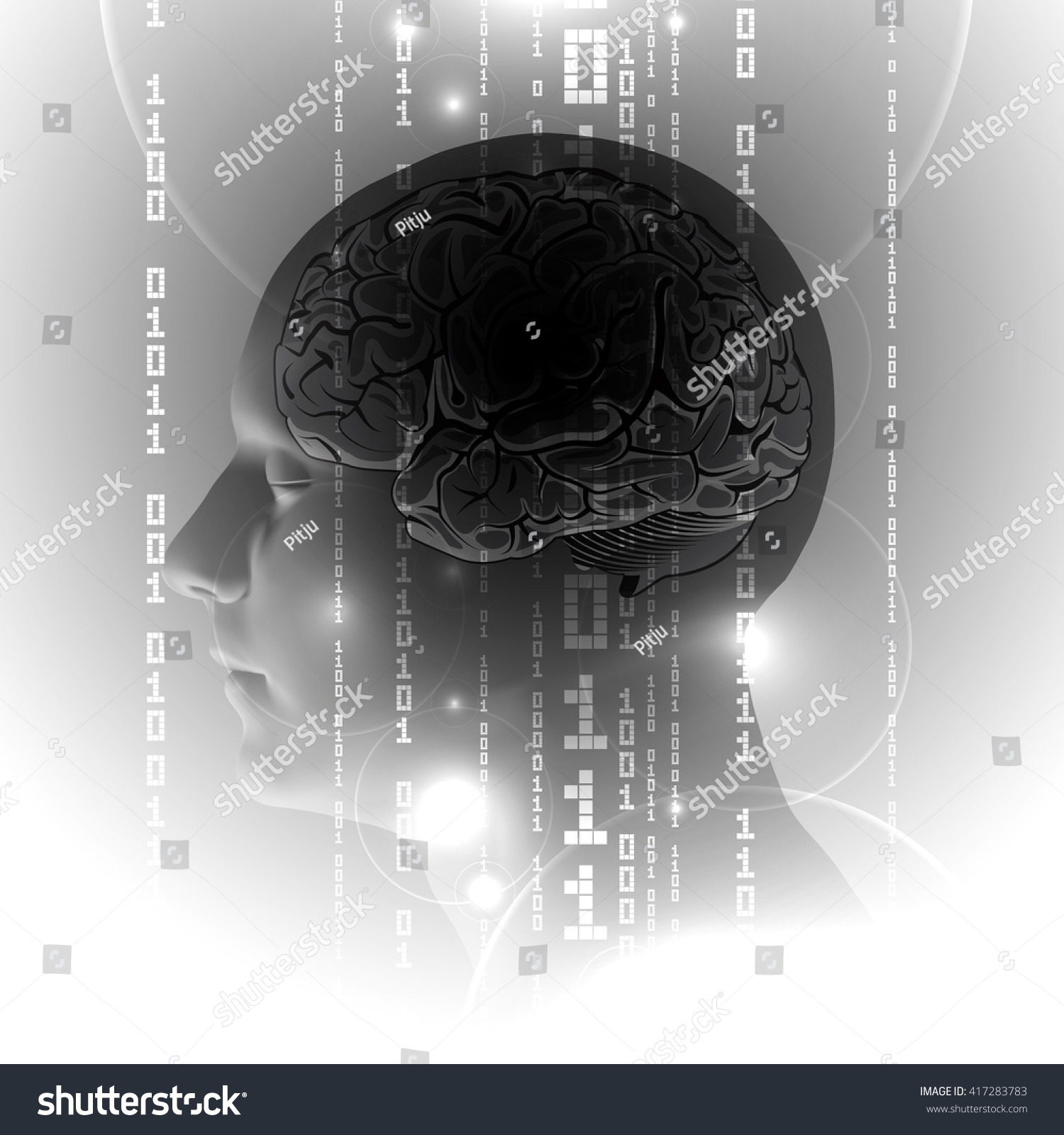 Concept Active Human Brain Binary Digits: vector de stock (libre de ... Concept Active Human Brain Binary Digits: vector de stock (libre de ...