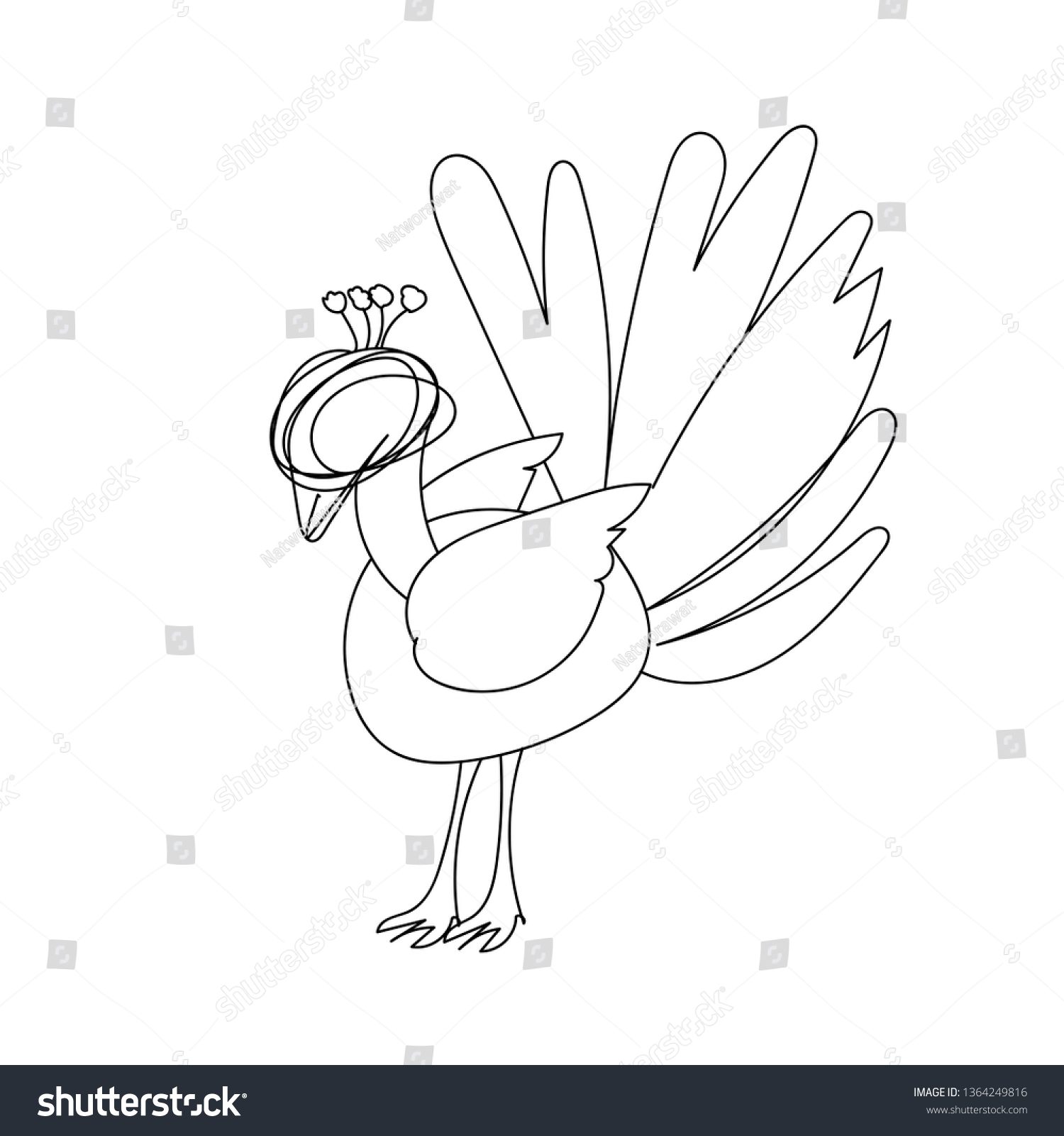 Concept Peacock Line Art Vector Stock Vector (Royalty Free) 1364249816 ...