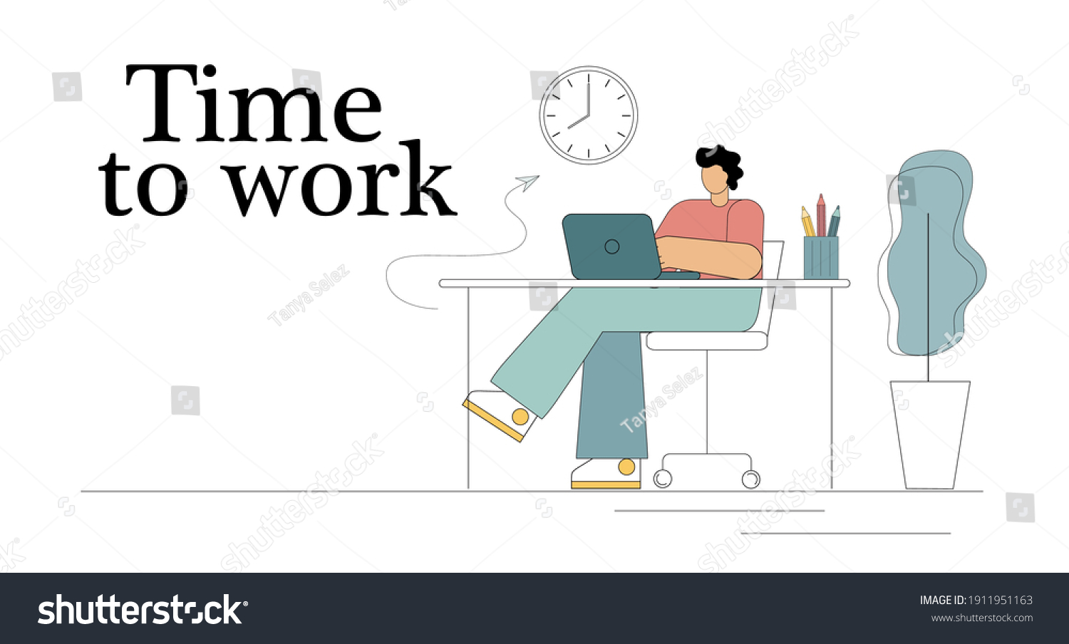 Concept Time Work Selfmotivation Vector Illustration Stock Vector ...