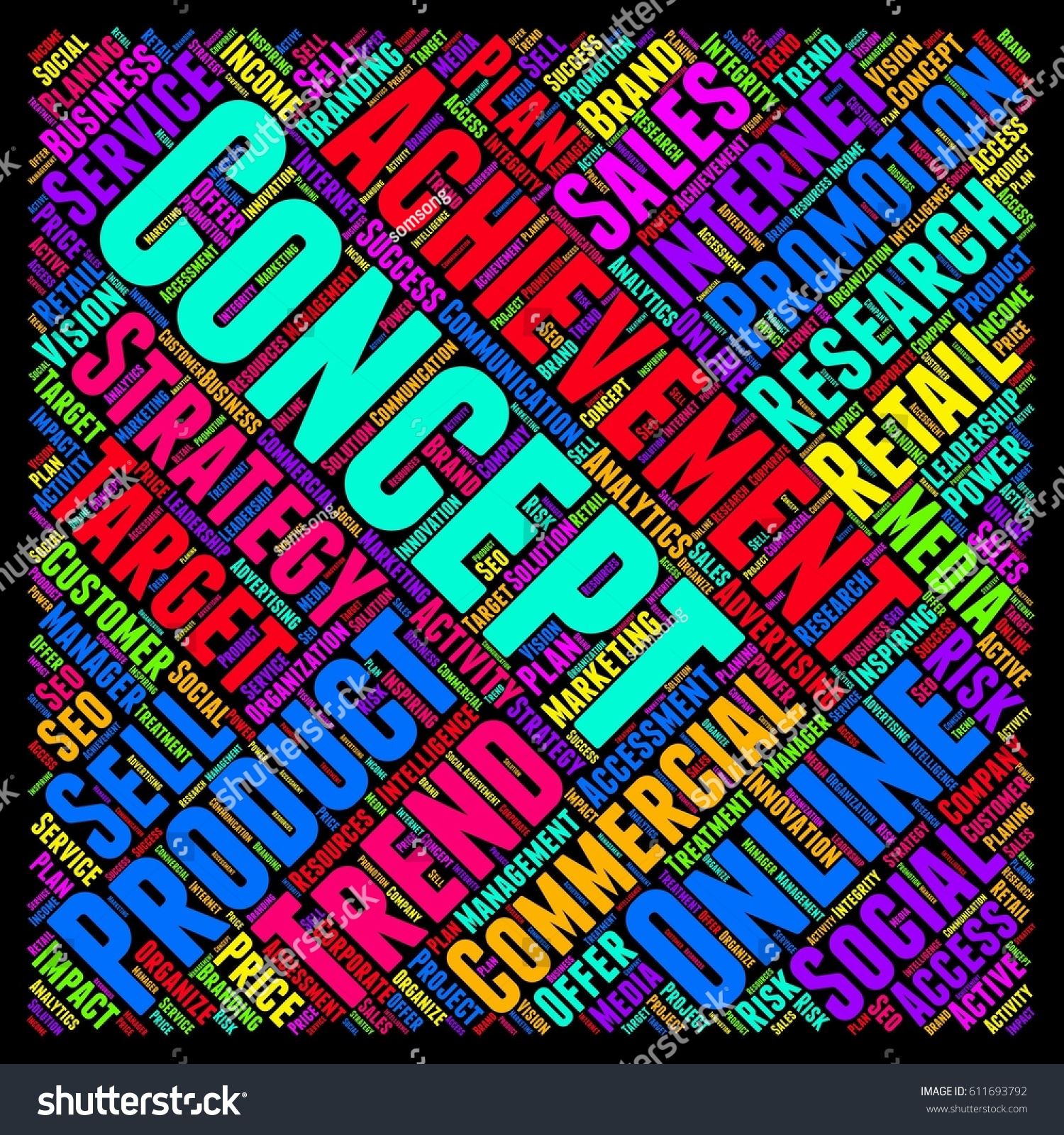 Concept Word Cloud Colorful Text Square: vector de stock (libre de ...