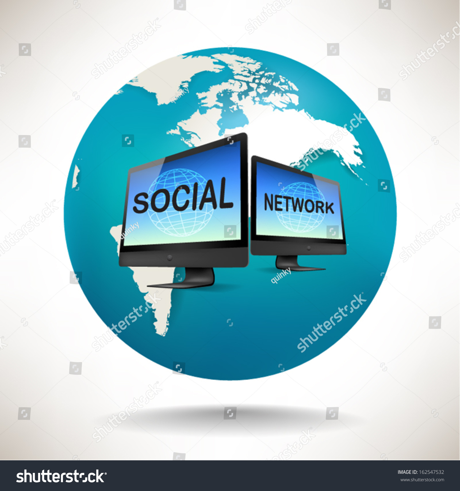 Conceptual Social Networking Computer Globe Vector Stock Vector ...