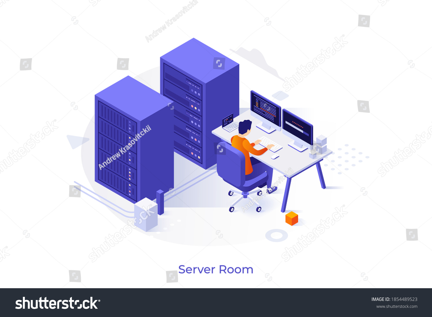 Conceptual Template Server Racks Operation Engineer Stock Vector ...