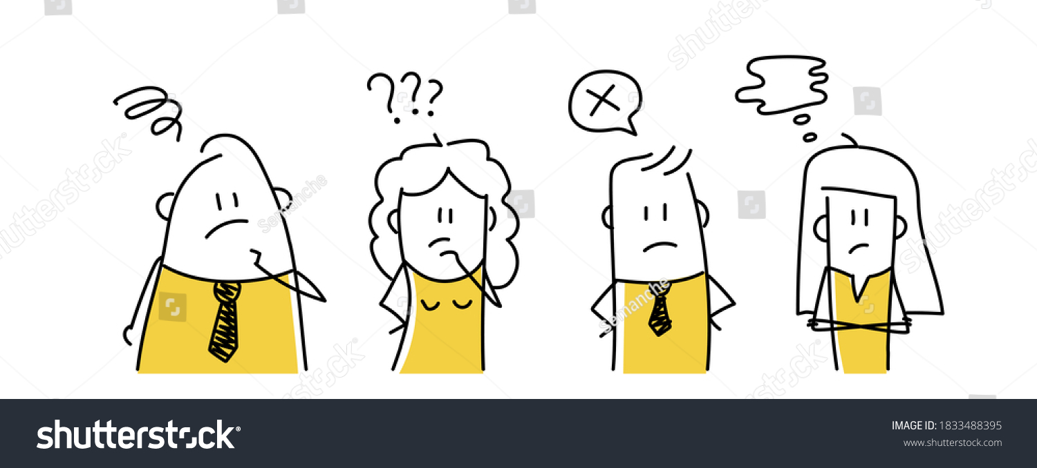 Concerned Office Workers Hand Drawn Vector Stock Vector (Royalty Free ...