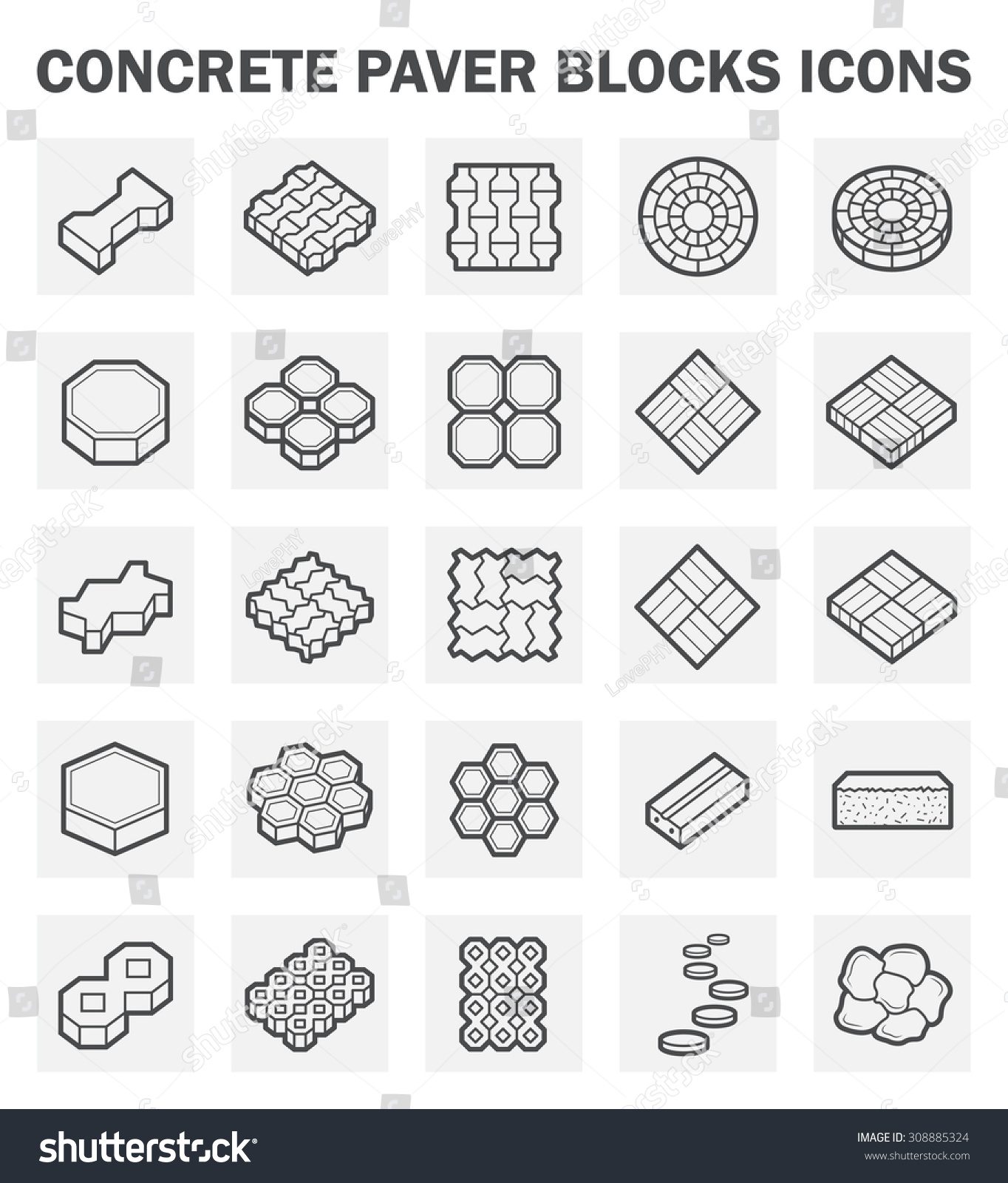 Concrete Paver Block Vector Icon Sets Stock Vector (Royalty Free ...