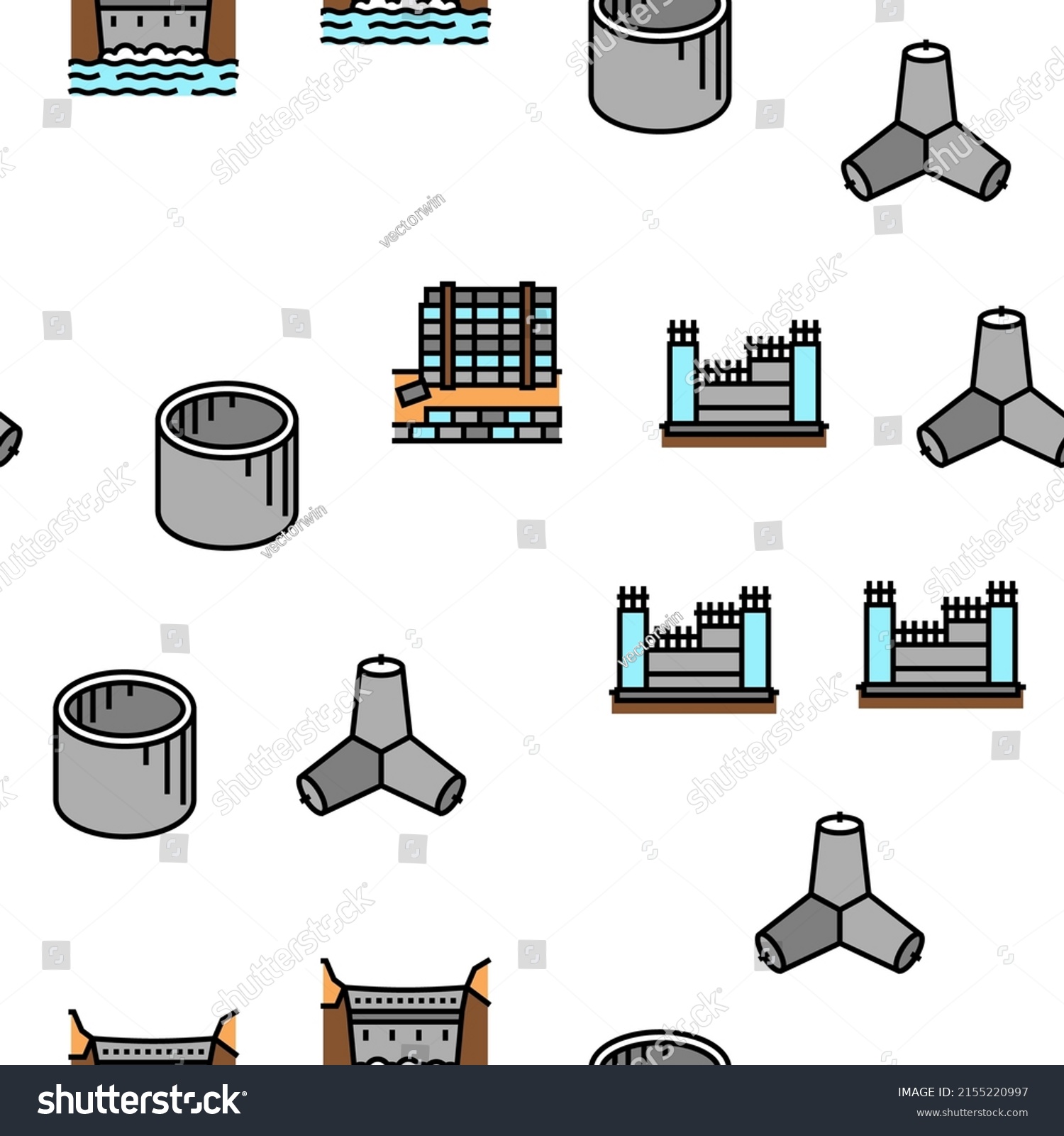 Concrete Production Vector Seamless Pattern Thin Stock Vector (Royalty ...
